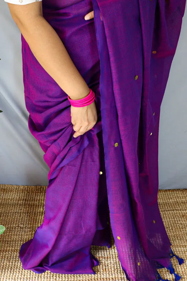 Violet Chumki Embellished Cotton Saree | bongchong