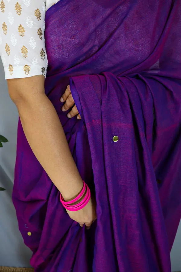 Violet Chumki Embellished Cotton Saree | bongchong