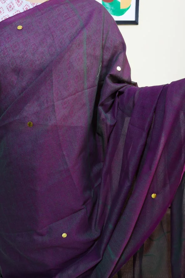 Old Mauve Dual Toned Soft Cotton Chumki Saree | bongchong